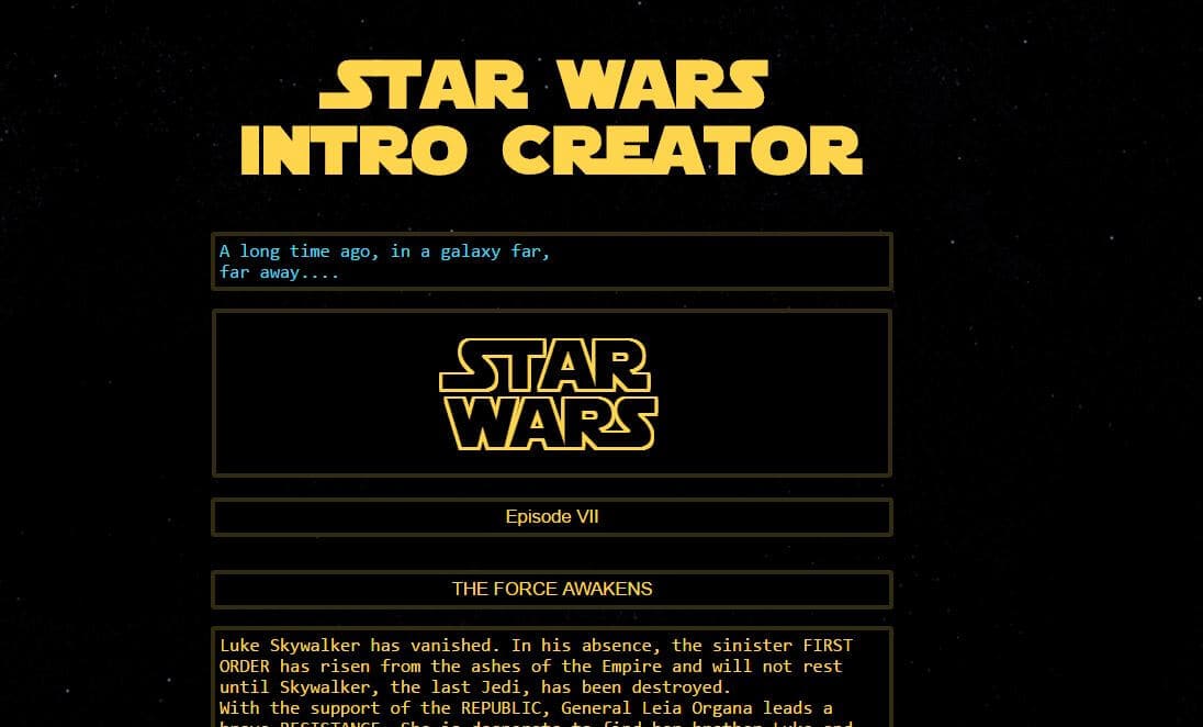 Create Your Own Customized Star Wars Intro Crawl Online With This 