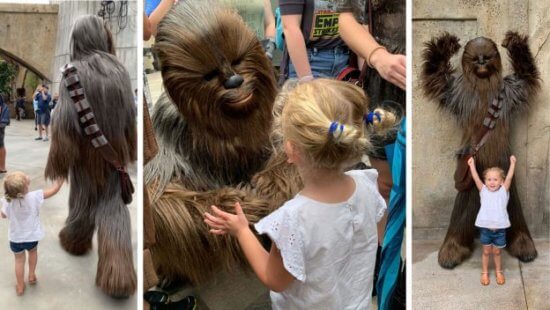 Adorable three-year-old meets Chewbacca at Star Wars: Galaxy's Edge