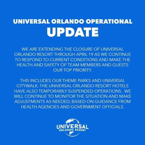 Universal Studios Extends Temporary Park Closure for All US Parks