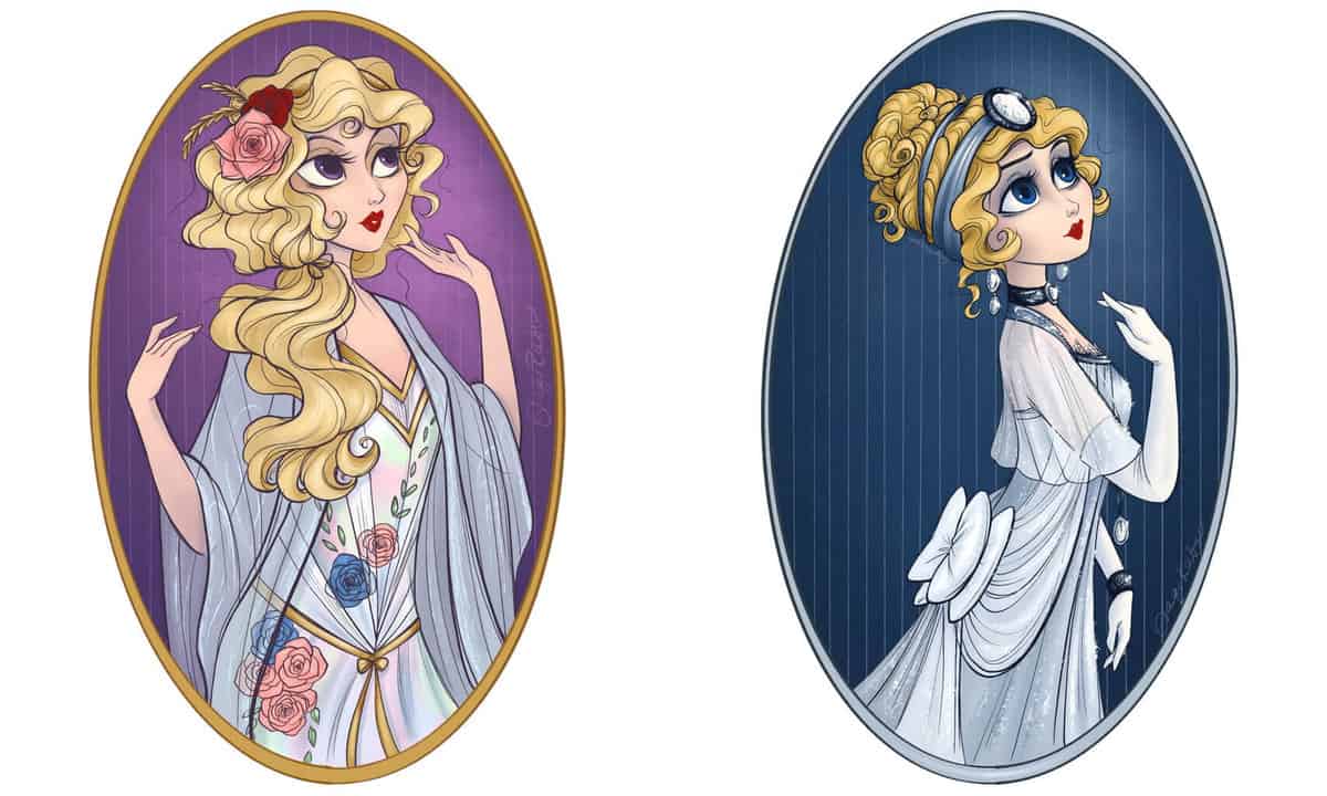 These Glitzy Drawings of 1920s Disney Princesses Are the Bee's Knees!