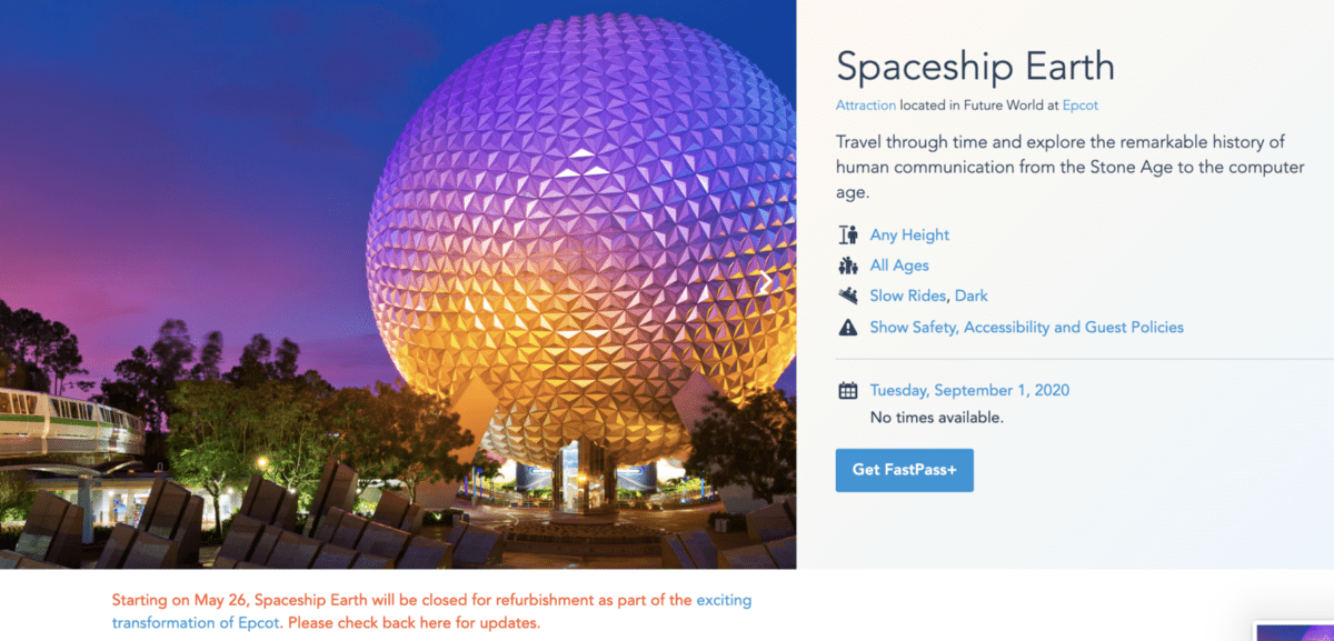 When Will We Ride Again? EPCOT's Spaceship Earth Closure Date Has ...