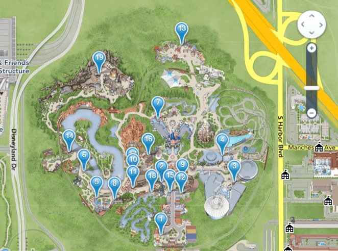 Locations of Hand Washing Stations Identified in Disneyland & DCA