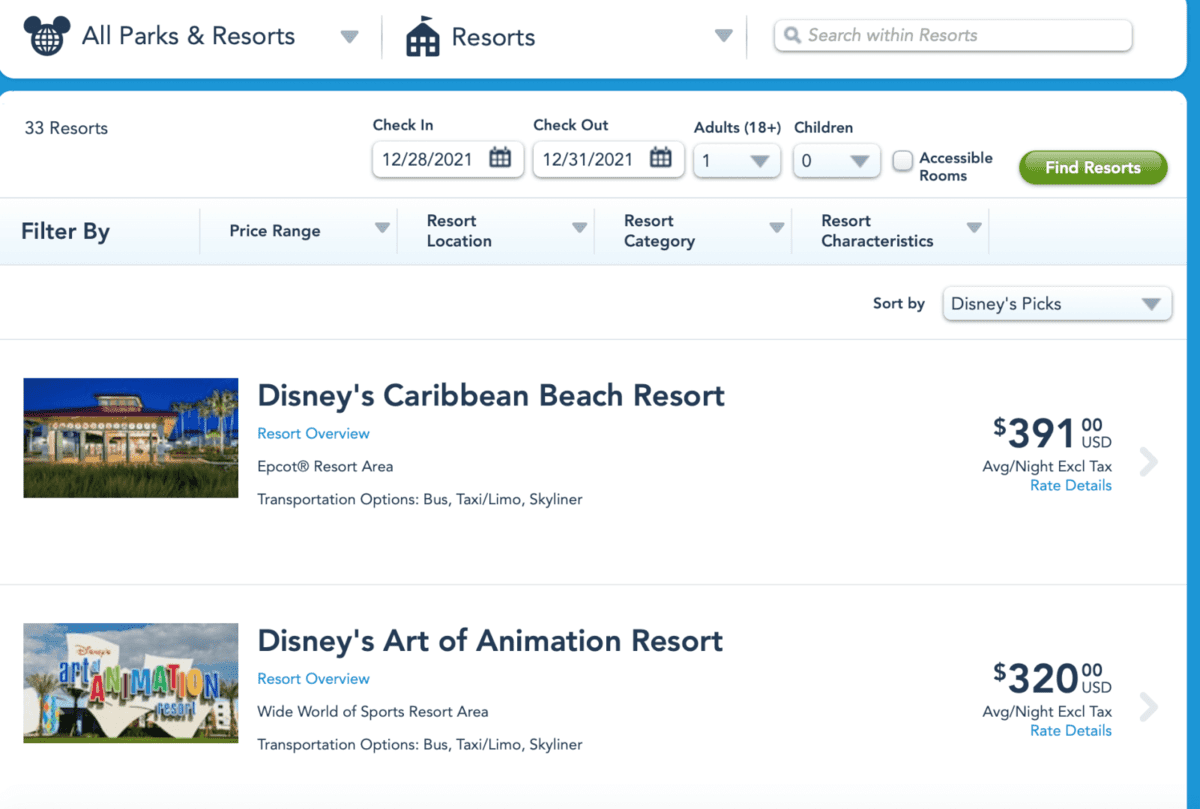 Walt Disney World Reservations Now Available Through End of 2021