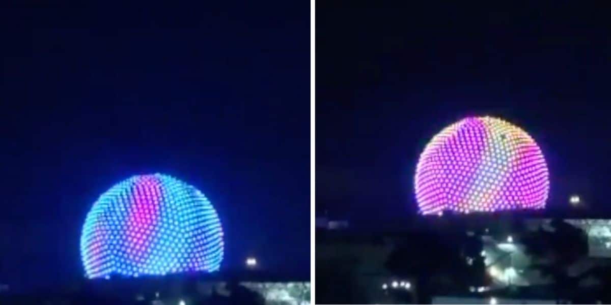 New Spaceship Earth Lighting Turns into a Groovy 70s Dance Party