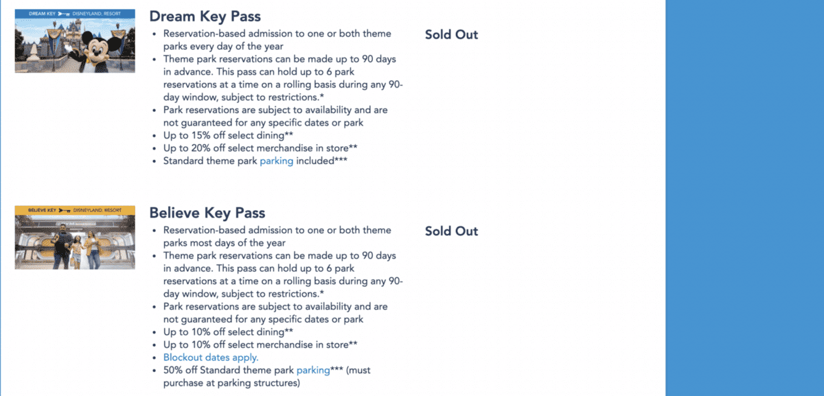 Another Disneyland Magic Key Now Sold Out